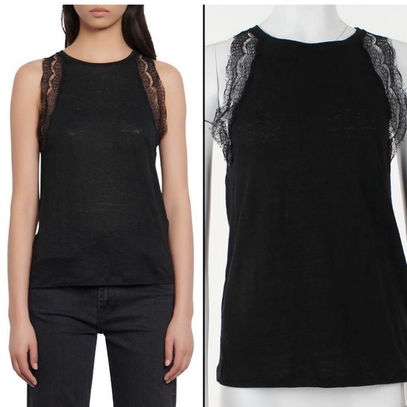 Sandro | Tops | Sandrolinensleevelesstop W Lace Sizing Is French Label ...
